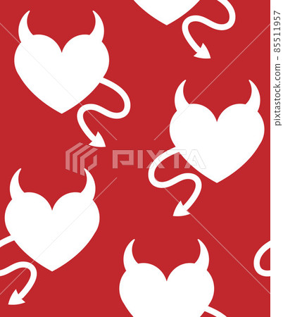 Vector pattern of heart with devil horns and tail - Stock Illustration ...