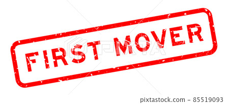 Grunge red first mover word square rubber seal... - Stock Illustration ...