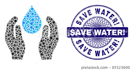 Rubber Save Water warning. Stamp Seal and... - Stock Illustration ...