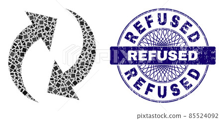Rubber Refused Badge and Geometric Refresh Mosaic - Stock Illustration ...