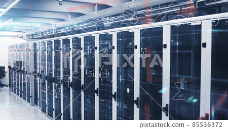 Mathematical equations against empty server room - Stock Illustration ...