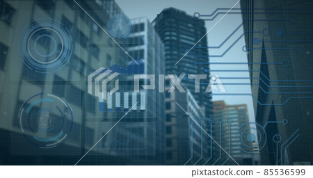Image of data processing over cityscape - Stock Illustration [85536599 ...