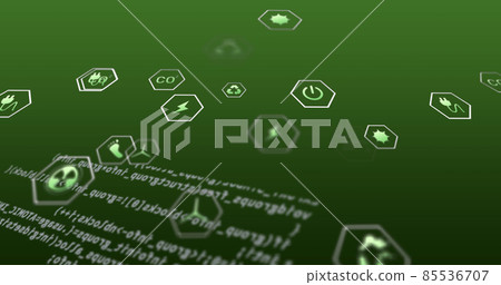 Image of data processing and ecology icons on... - Stock Illustration ...