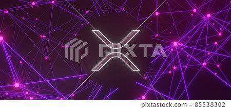 3d render of cryptocurrency Ripple or XRP coins... - Stock Illustration ...