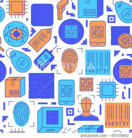 Qr code and barcode seamless pattern - Stock Illustration [85539802 ...