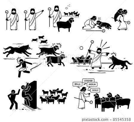 Jesus Christ The Good Shepherd. Vector... - Stock Illustration ...
