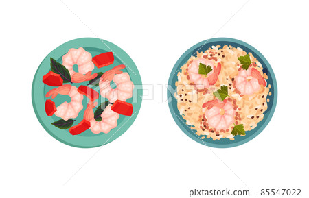 Boiled Shrimp and Rice with Prawn as Seafood... - Stock Illustration ...