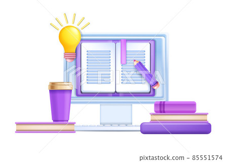3D online education, vector digital course... - Stock Illustration ...