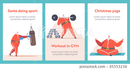 Santa Claus Workout in Gym Cartoon Posters.... - Stock Illustration ...