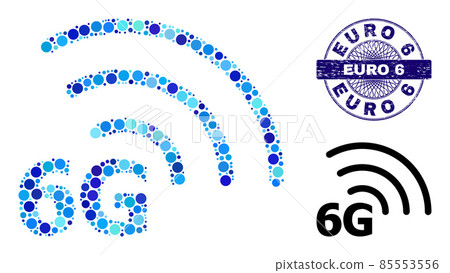 Textured EURO 6 Round Guilloche Seal and 6G... - Stock Illustration ...