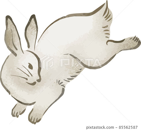 Rabbit rabbit, year of the rabbit, sumi-e,... - Stock Illustration ...