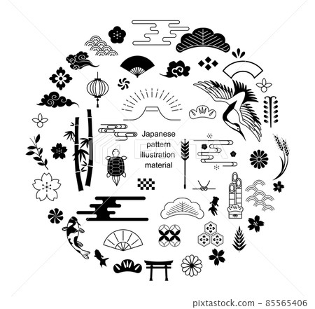 Japanese style icon illustration material - Stock Illustration ...