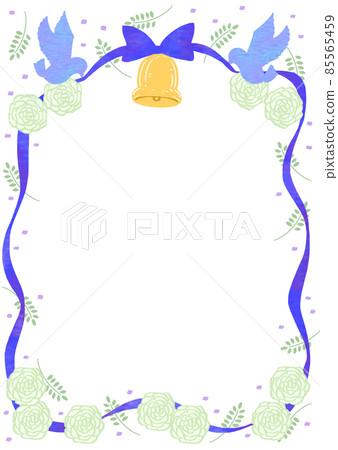 Blue bird and bell frame - Stock Illustration [85565459] - PIXTA