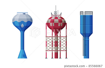 Elevated Water Tower with Tank as Water Supply... - Stock Illustration ...