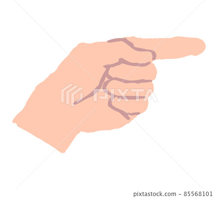 Hand pointing to the right side (hand-painted... - Stock Illustration ...