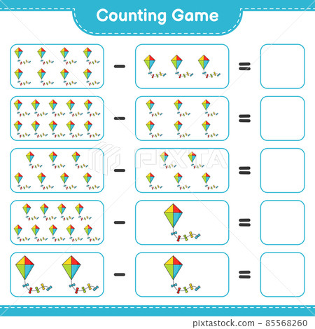 Count and match, count the number of Kite and... - Stock Illustration ...