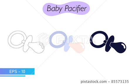 A pacifier for a baby. Nipple. In solid fill,... - Stock Illustration ...