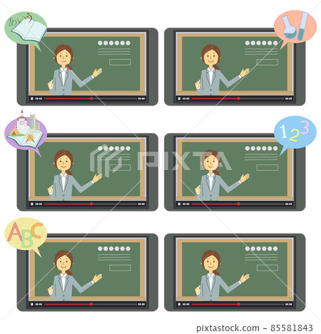 Illustration set to watch online lessons of... - Stock Illustration ...