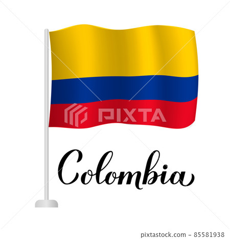 Colombia lettering with national flag isolated... - Stock Illustration ...