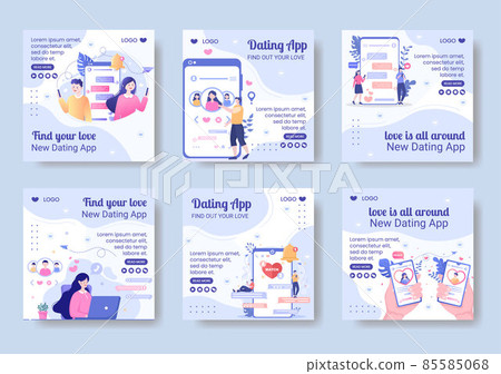 Dating App For a Love Match Post Template Flat... - Stock Illustration ...