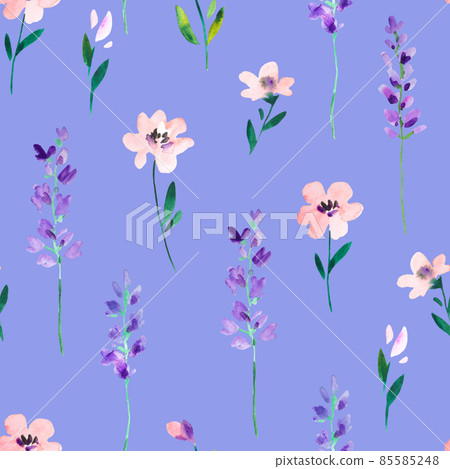 Watercolor seamless pattern with wild meadow... - Stock Illustration ...