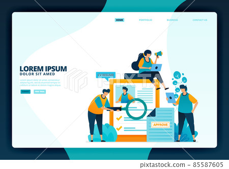 Cartoon illustration of apply for a job. Vector... - Stock Illustration ...