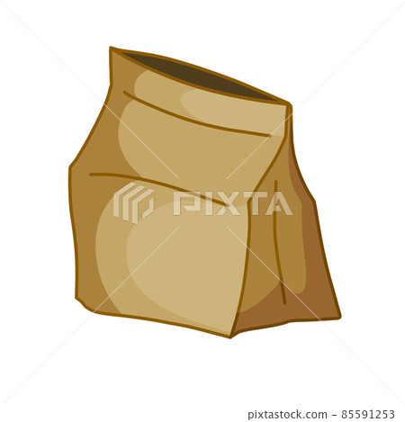 Grocery Paper bag. Cartoon Brown food packaging... - Stock Illustration ...
