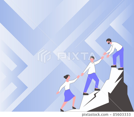 Thee Colleagues Climbing Upwards Mountain...-插圖素材 [85603333] - PIXTA圖庫