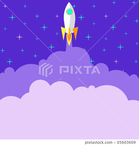 Rocket Ship Launching Fast Straight Up To The...-插圖素材 [85603609] - PIXTA圖庫