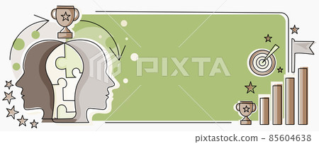 Two Heads Connected With Puzzle Showing Solving... - Stock Illustration ...