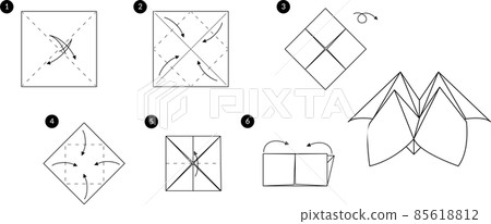 Tutorial how to make origami fortune teller - Stock Illustration ...