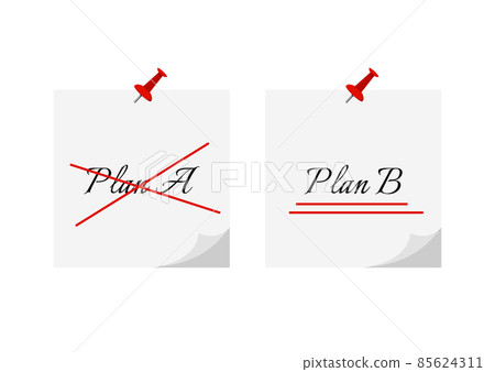 Plan A, B on office memo stickers with push pin. - Stock Illustration ...