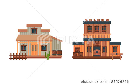 Western Style Building and Wild West... - Stock Illustration [85626266 ...