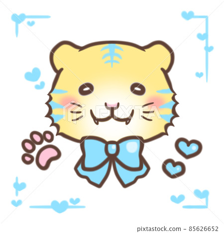 Light blue tiger cub front face - Stock Illustration [85626652] - PIXTA