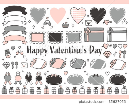 Handwritten style cute Valentine set material... - Stock Illustration ...
