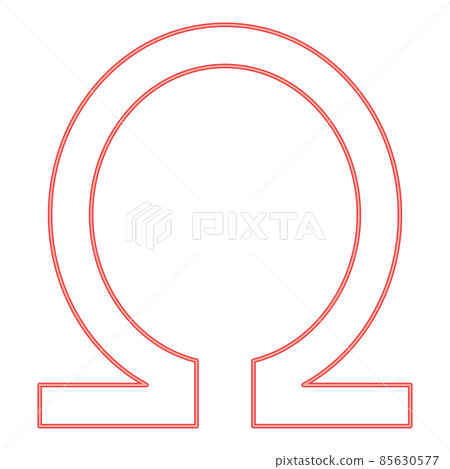 Neon symbol omega red color vector illustration... - Stock Illustration ...