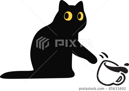 Cat knocking cup off table - Stock Illustration [85631692] - PIXTA
