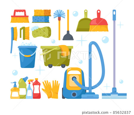 Set of Cleaning Service Equipment, Supplies for... - Stock Illustration ...