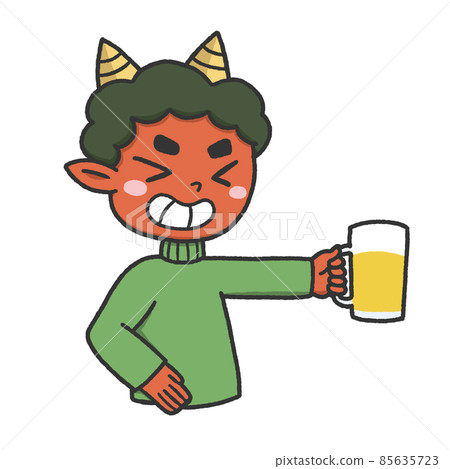Demon man with a beer mug - Stock Illustration [85635723] - PIXTA