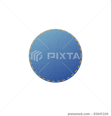 Circle shaped denim patch with stitches,... - Stock Illustration ...