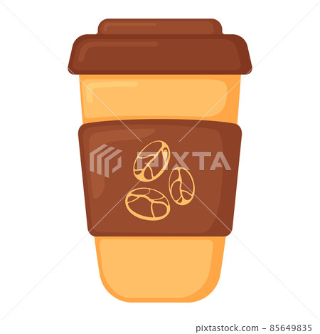 Coffee cup icon, concept cartoon organic... - Stock Illustration ...