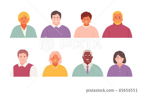 Set of portraits of middle-aged and elderly people - Stock Illustration ...
