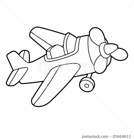 Propeller Plane Coloring Page Isolated for Kids - Stock Illustration ...