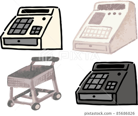 Simple, hand-painted cash register cart - Stock Illustration [85686826 ...