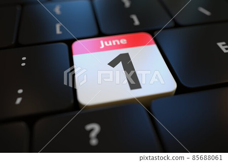 June 1 date on a keyboard key, 3d rendering-插圖素材 [85688061] - PIXTA圖庫
