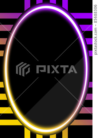 Oval neon frame purple & yellow black plate... - Stock Illustration ...