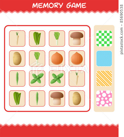 Memory games with cartoon vegetables. Learning... - Stock Illustration ...