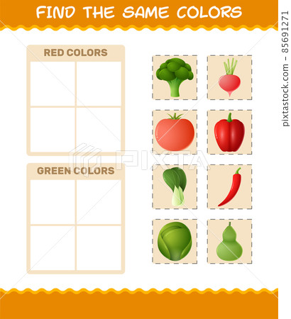 Find the same colors of vegetables. Searching... - Stock Illustration ...