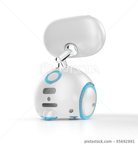 Robot with smart screen. Household Assistant.... - Stock Illustration ...