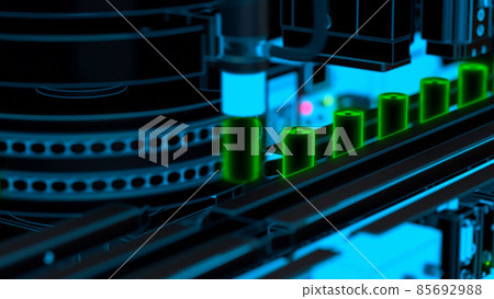 Lithium ion electric batteries, production... - Stock Illustration ...